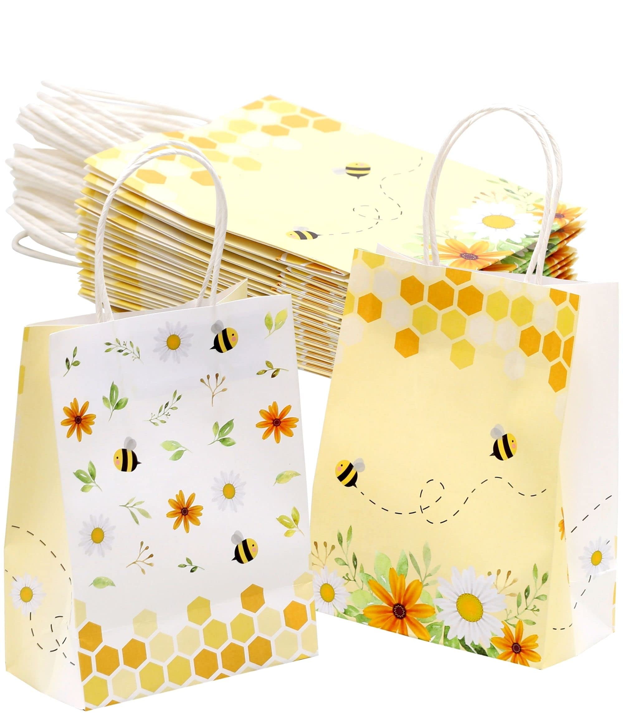 Winoo Design Bee Gift Bags with Handles - 16 PK - Bee Bags for Party ...