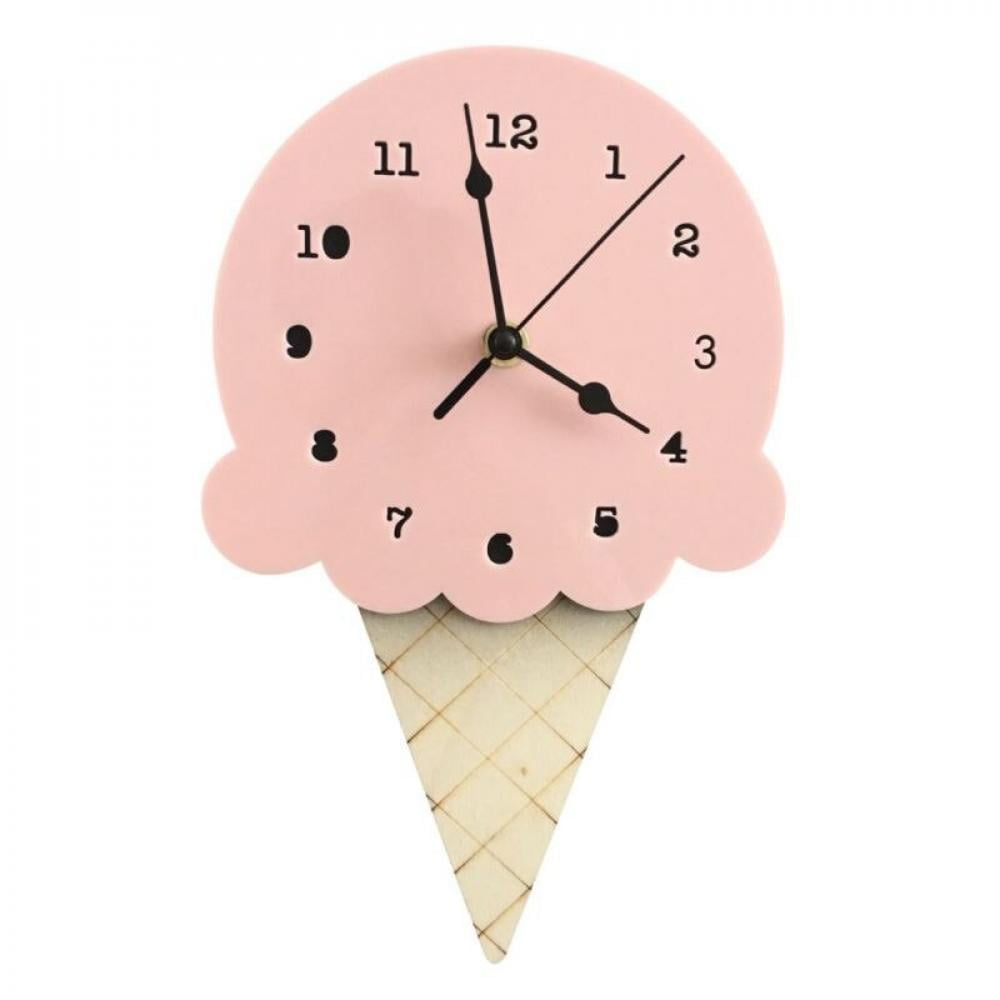 Abcelit Wall Clock Silent Non Ticking Ice Cream Shaped Decorative Wood abcelit-wall-clock-silent-non-ticking-ice-cream-shaped-decorative-wood