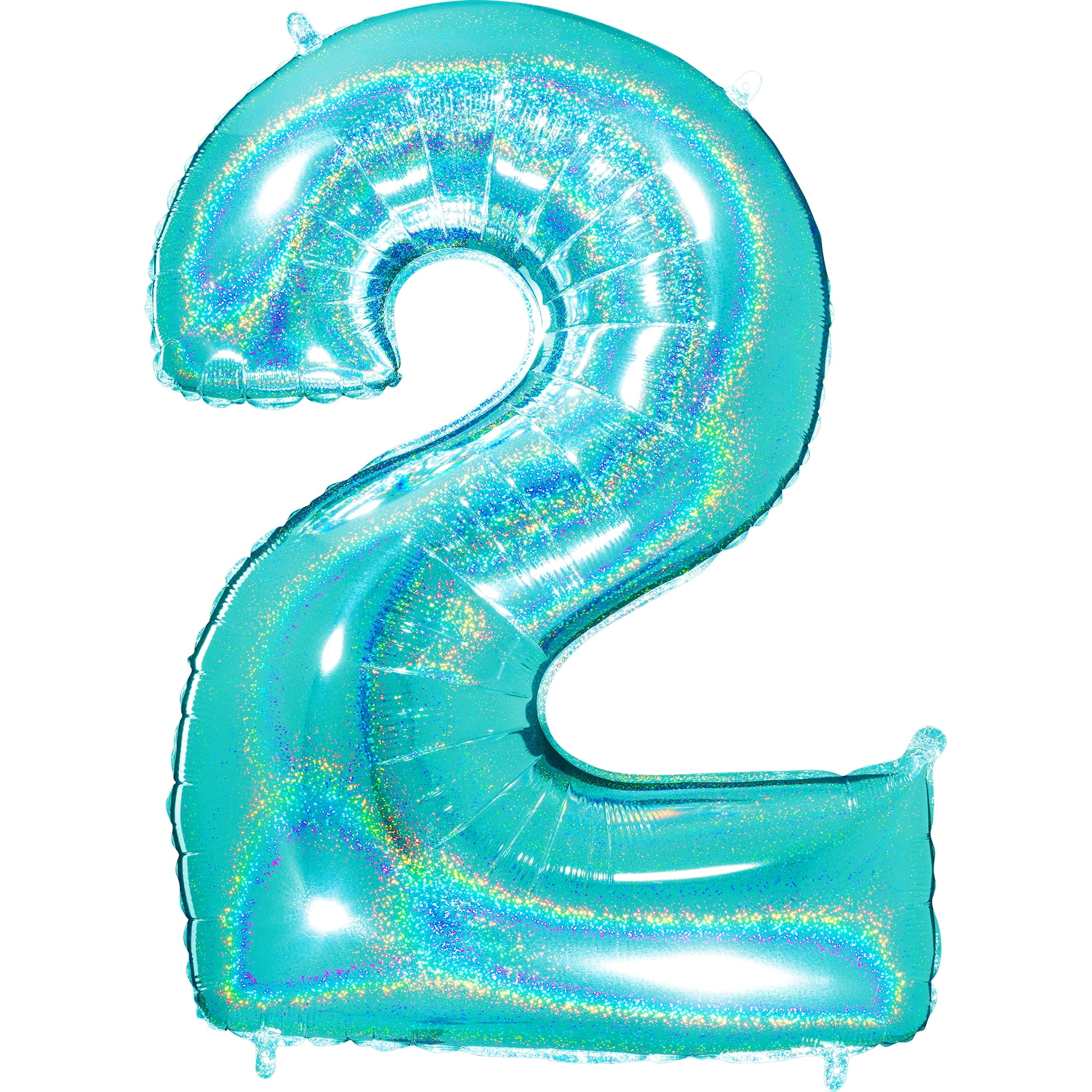 40" Tiffany Blue Number 2 Balloon - Holographic Mylar Balloon ...