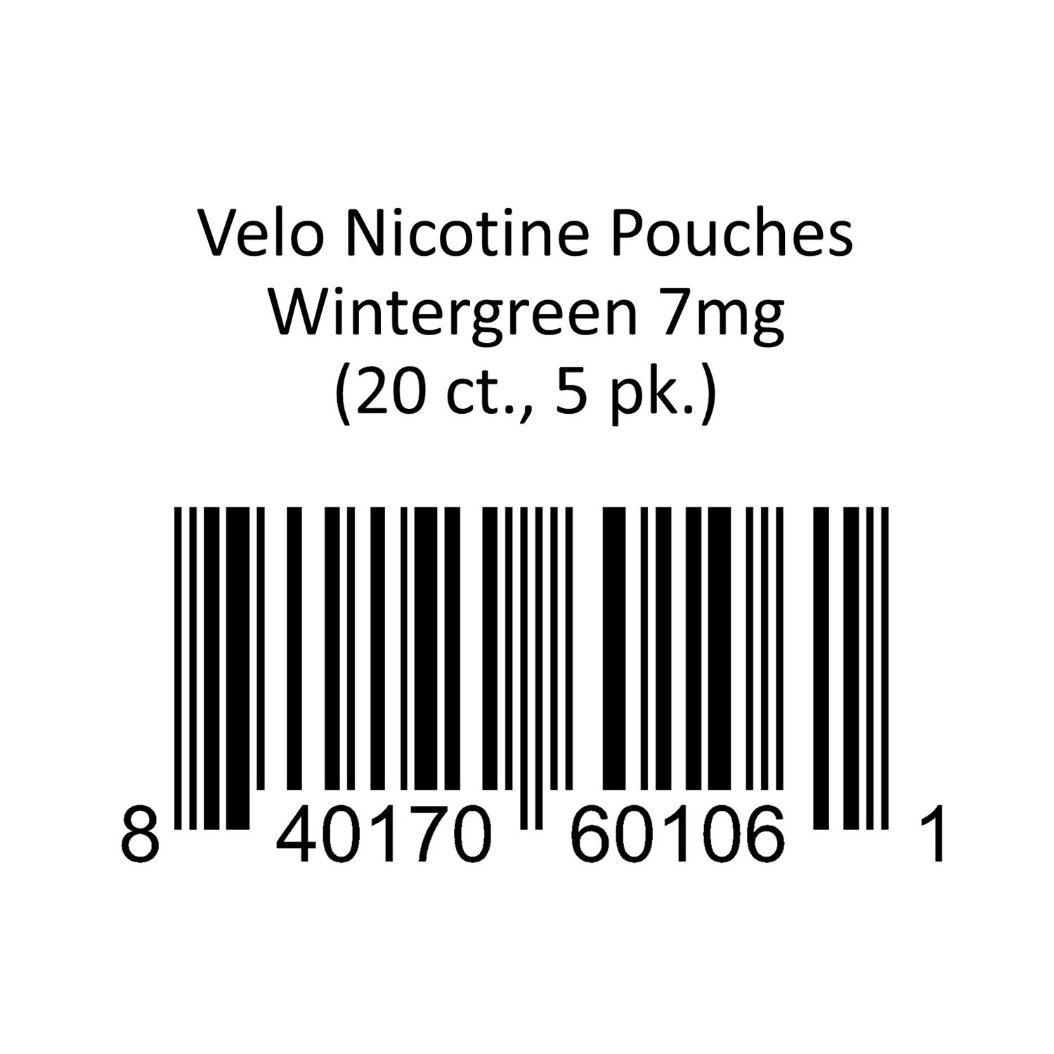 Velo Oral Tobacco Nicotine Pouches, Wintergreen, 7mg, 20 ct., 5 pk ...