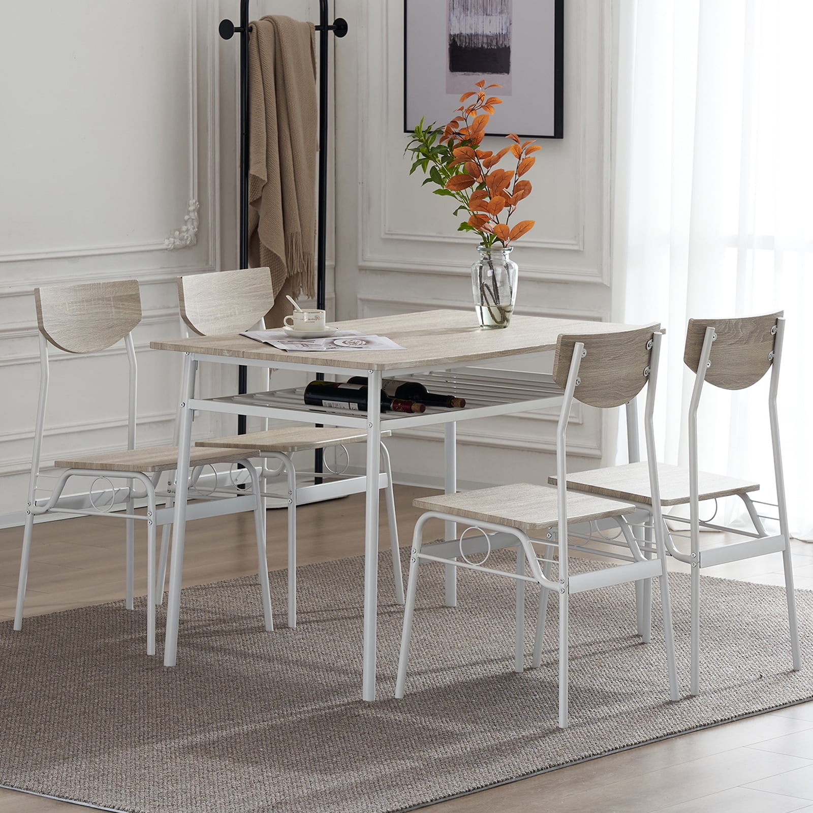 UWR-Nite 5-Piece Dining Table Set for 4, Rectangular Table and 4 Chairs ...