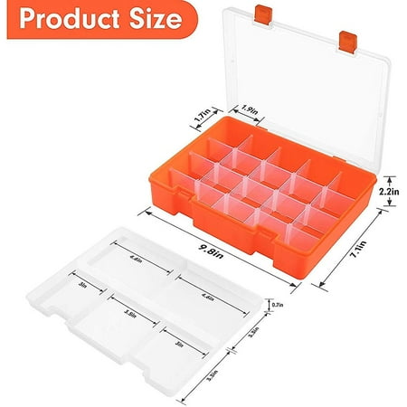2-layer Plastic Storage Box With Adjustable Partitions,23 Grid,orange ...