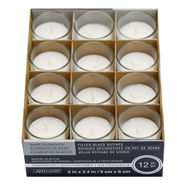 12 Packs: 12 ct. (144 total) White Glass Votive Candles Pack by Ashland ...