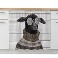 Black Sheep Cabinet Curtains 11" W x 13" L Glasses Brown Sweater Wood ...