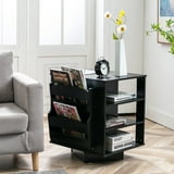 "CAIDI 24"" Rotating End Table with Storage, Magazine Rack and Drawers ...