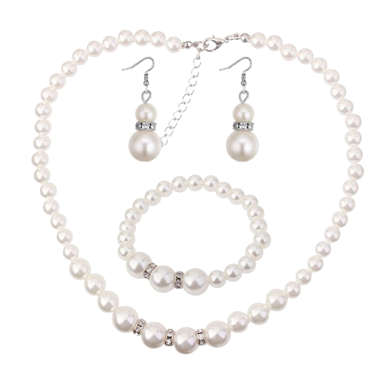 Click here for Yangzheee Pearl Necklaces Earrings Bracelets Suit... prices