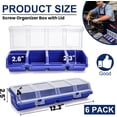 6 Pack Screw Organizer Box with Lid, 4 Compartments Small Parts Bins ...