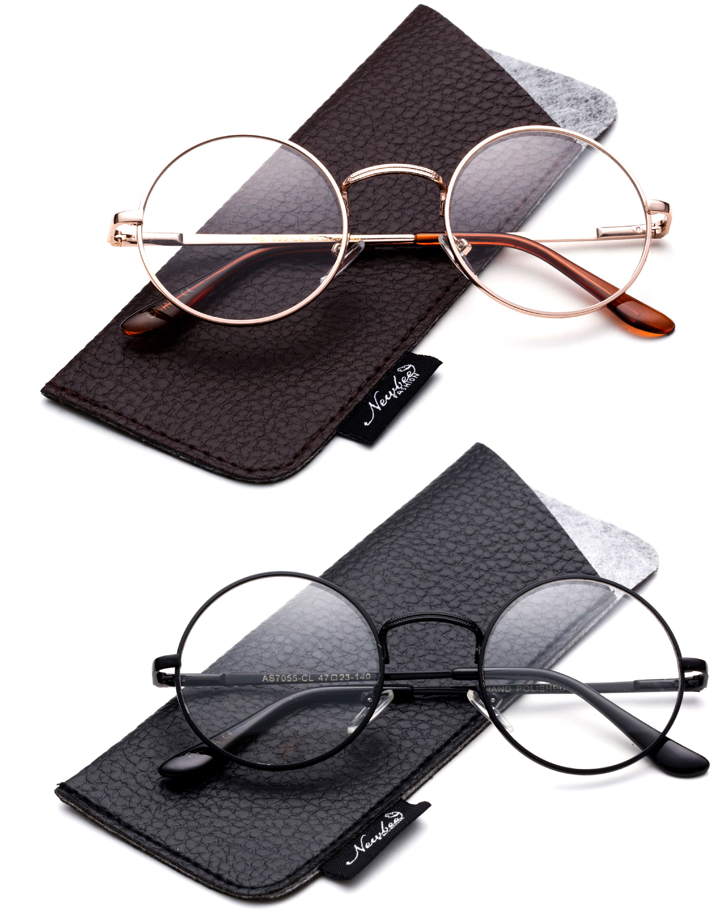 Quality Unisex Retro Round Reading Glasses Spring Hinge Stainless Steel ...