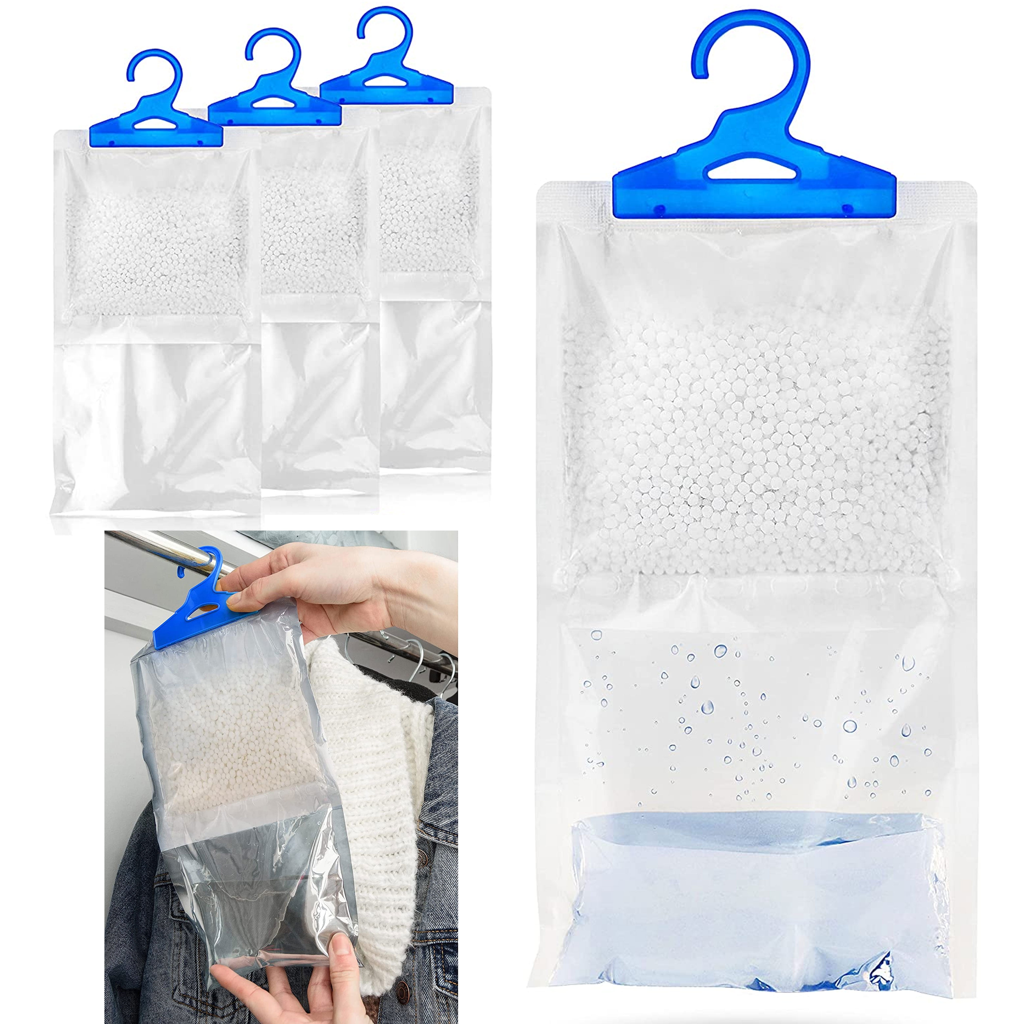 4 X Hanging Bag Moisture Absorber Closet Dehumidifier Fresh Scent Damp Trap