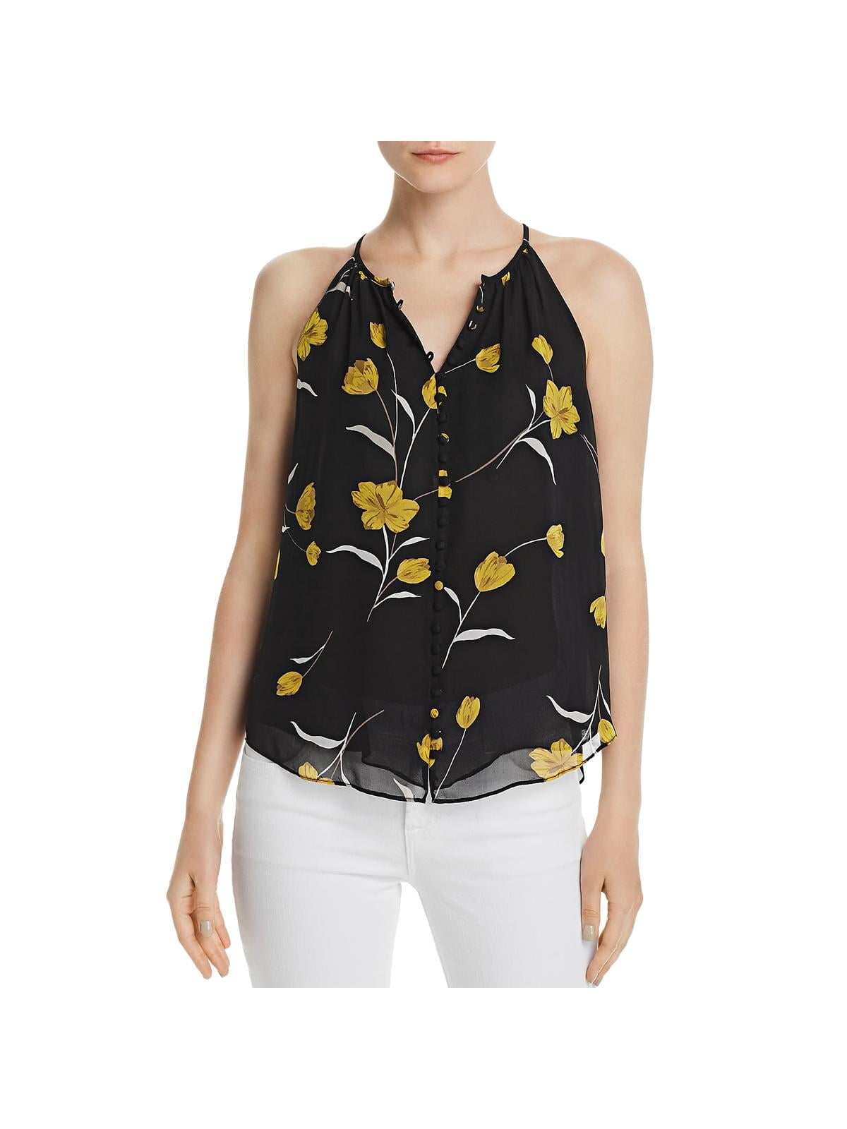 JOIE Womens Black Floral Spaghetti Strap V Neck Top Size: M - Walmart.com