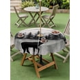 Black Deer Round Outdoor Tablecloth with Umbrella Hole Mountain Forest ...