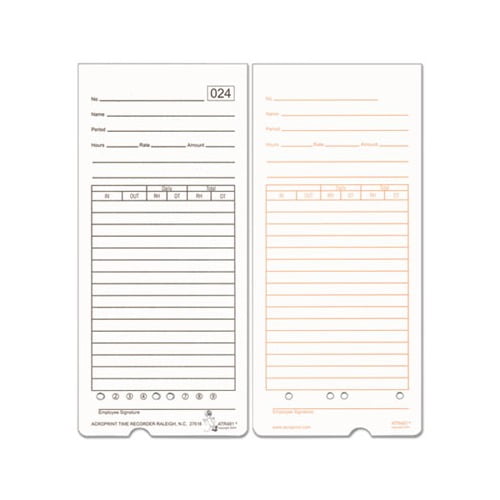 Time Card for ATR480 Totalizing Electronic Time Clock 7 1/2 x 3.35, 50 ...