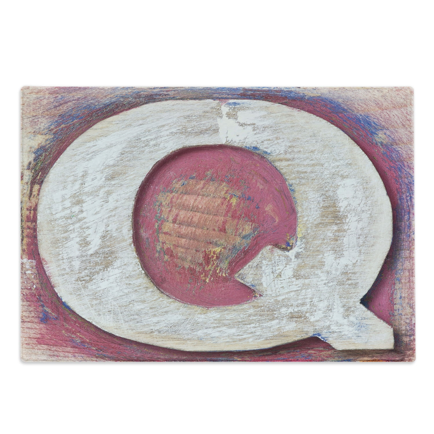Letter Q Cutting Board, Shabby Uppercase Letter Q Alphabet Art Wooden ...