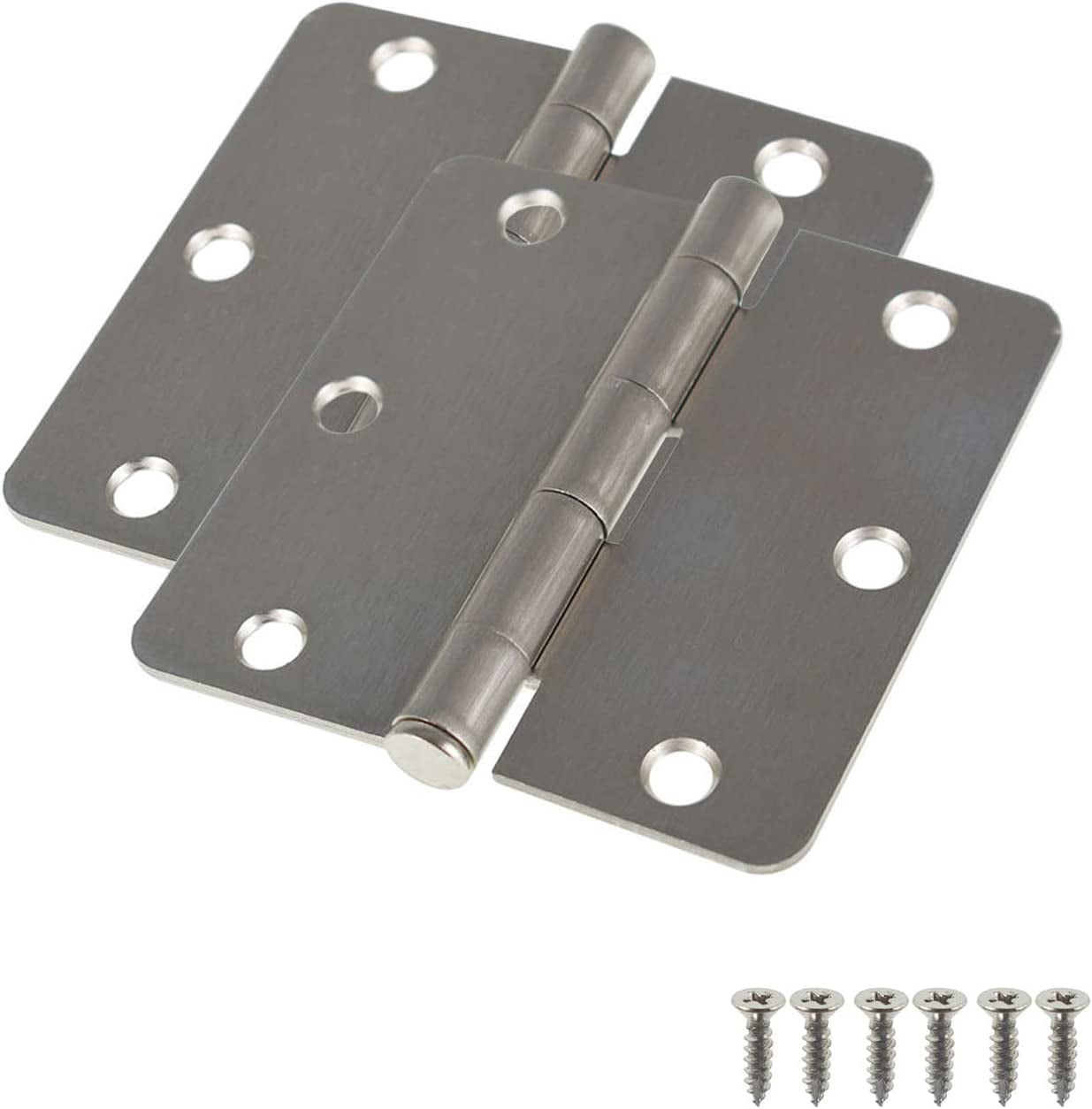 ALL-CARB 3.5 Inch x 3.5 Inch Door Hinges Satin Nickel 1/4 inch Radius ...