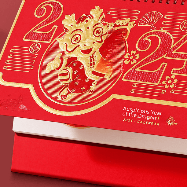 Calendario del Año del Dragón exquisito calendario antiguo edición ...