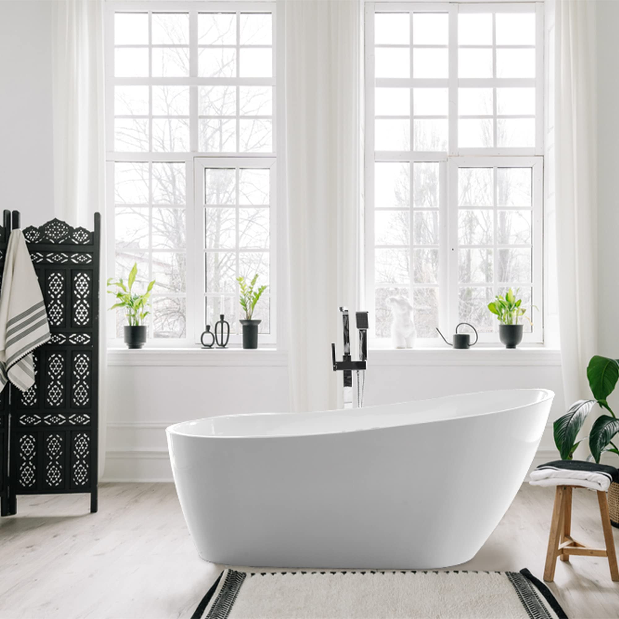 Vanity Art 67 X 32 Inches Freestanding White Acrylic Bathtub Modern