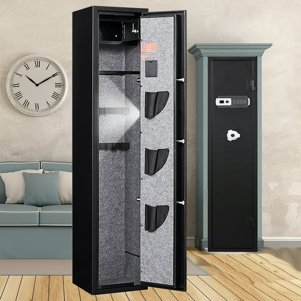 Gun Storage Cabinet, Seizeen Heavy-Duty Gun Safe for 5 Guns and ...