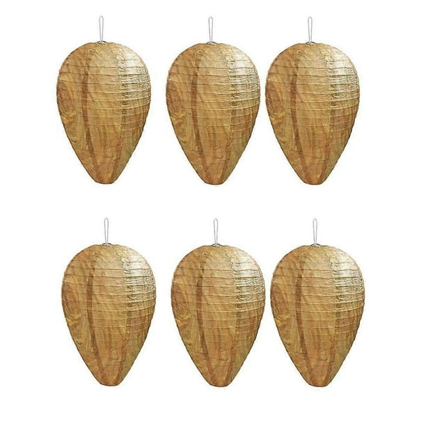 6 Pack Mini Size Paper Wasp Nest Decoy Hanging Fake Wasp Nest for Wasps ...