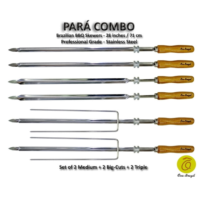 Para Combo - Set of 6 Brazilian Skewers for BBQ 28" - Professional ...