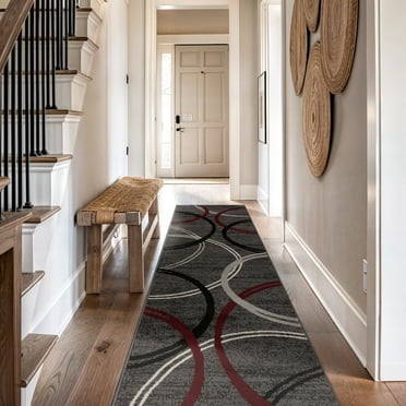 World Rug Gallery Contemporary Abstract Circles Design Area Rug - RED 2 ...