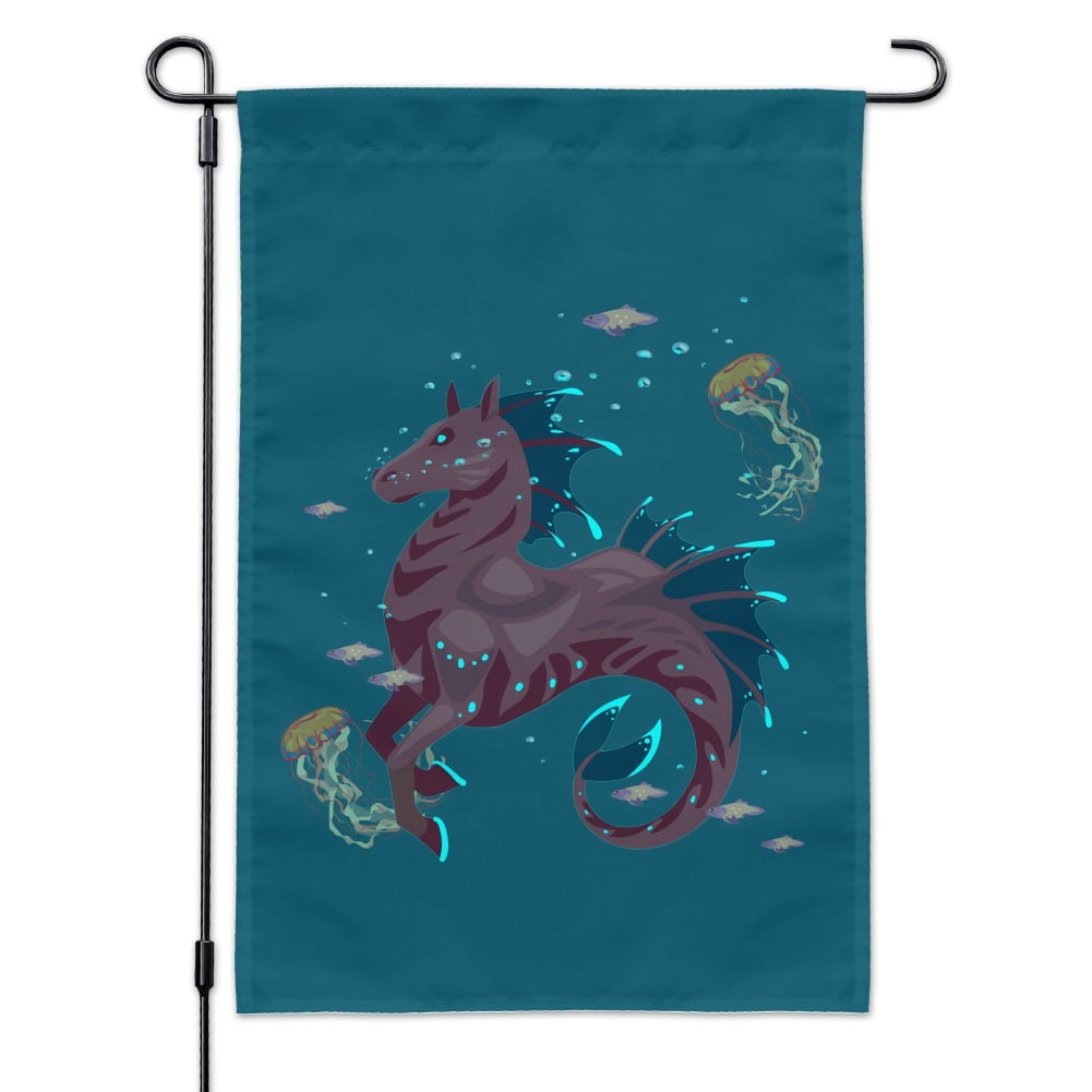 Hippocampus Mythical Sea Horse With Fish Garden Yard Flag - Walmart.com