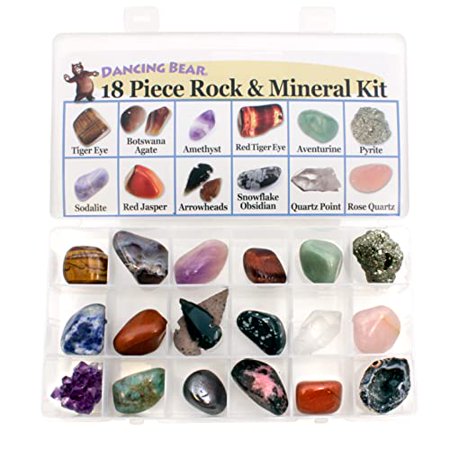 Rock and Mineral Educational Collection in Collection Box -18 Pieces ...