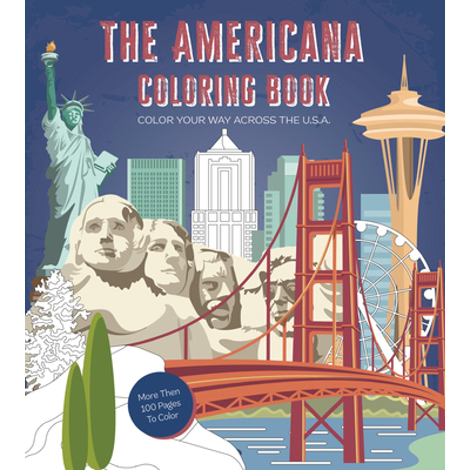 Pre-Owned Americana Coloring Book: Color Your Way Across the U.S.A ...