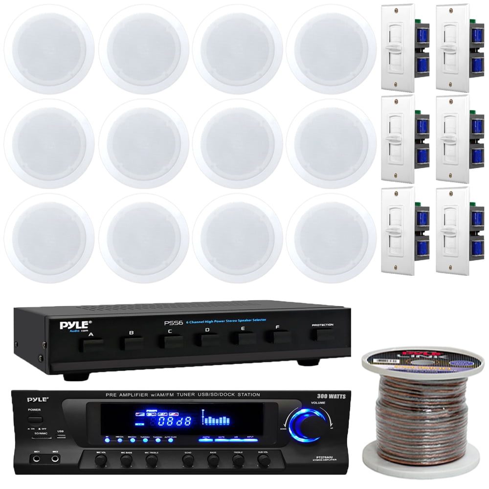 Pyle PT270AIU Home Stereo Receiver with In-Wall / In-Ceiling Dual 5.25 ...