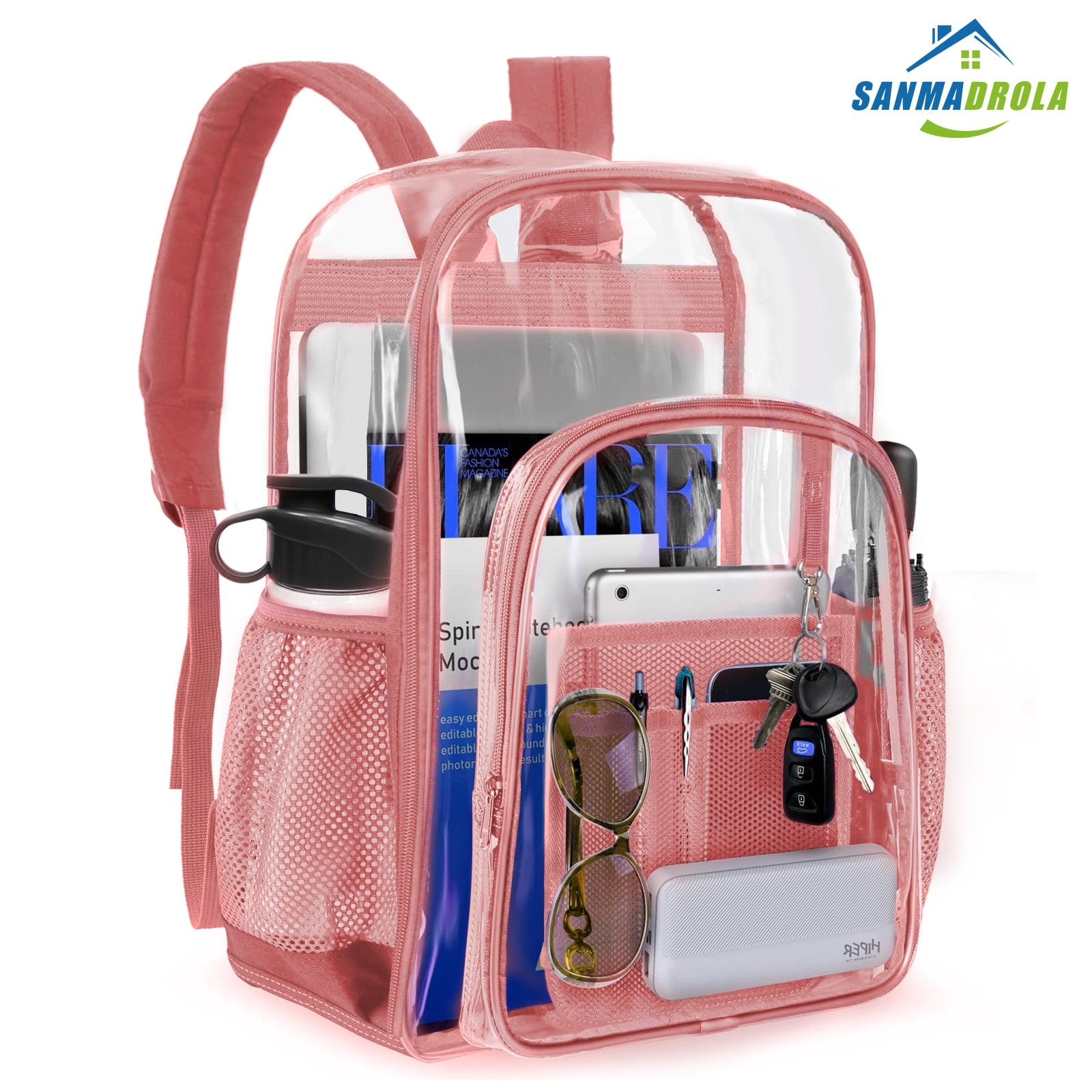 Sanmadrola Clear Backpack Clear Bag Heavy Duty Waterproof Transparent ...