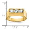 2.65mm 14k Solid Gold 1 Ct Lab Grown Diamond SI+ G+ 3 Stone Mens Ring ...