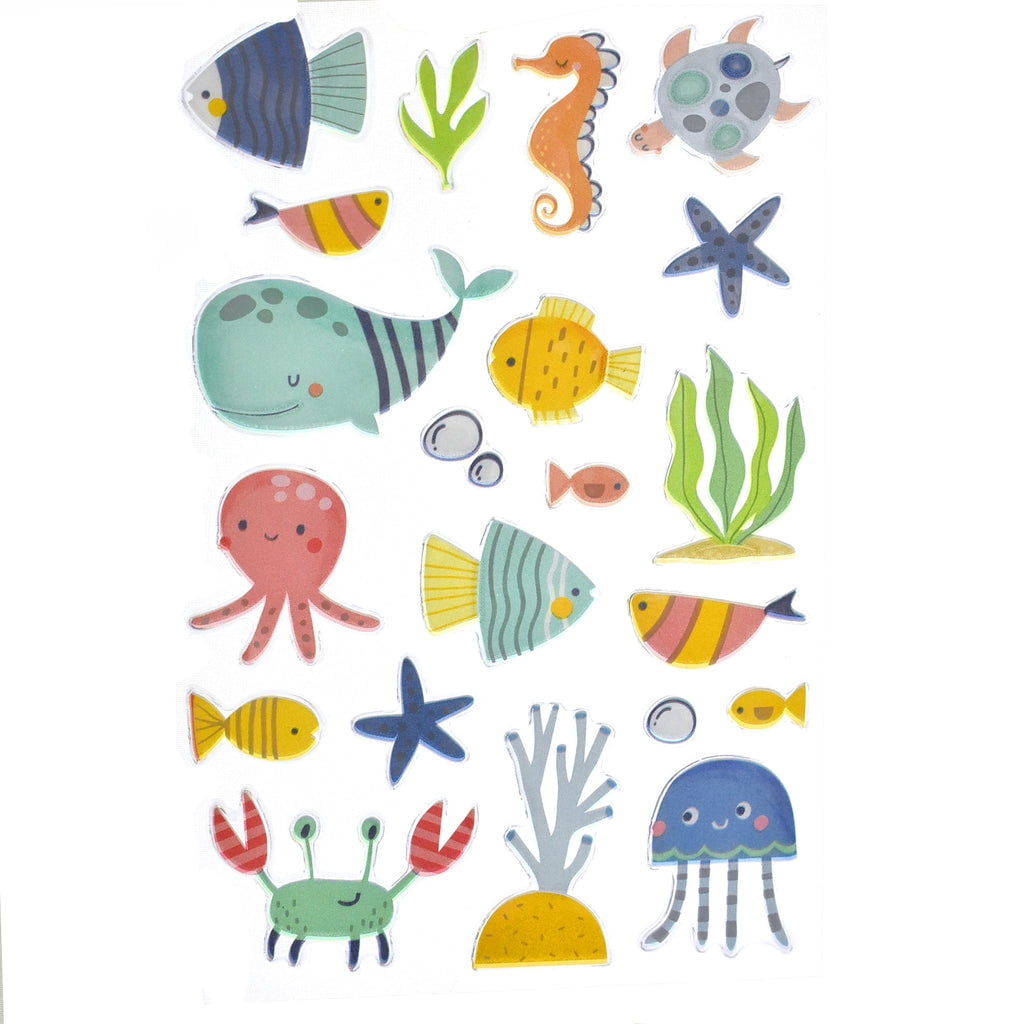 Sea Life Puffy 3D Sticker Sheet, 1-Inch ,21-Piece - Walmart.com