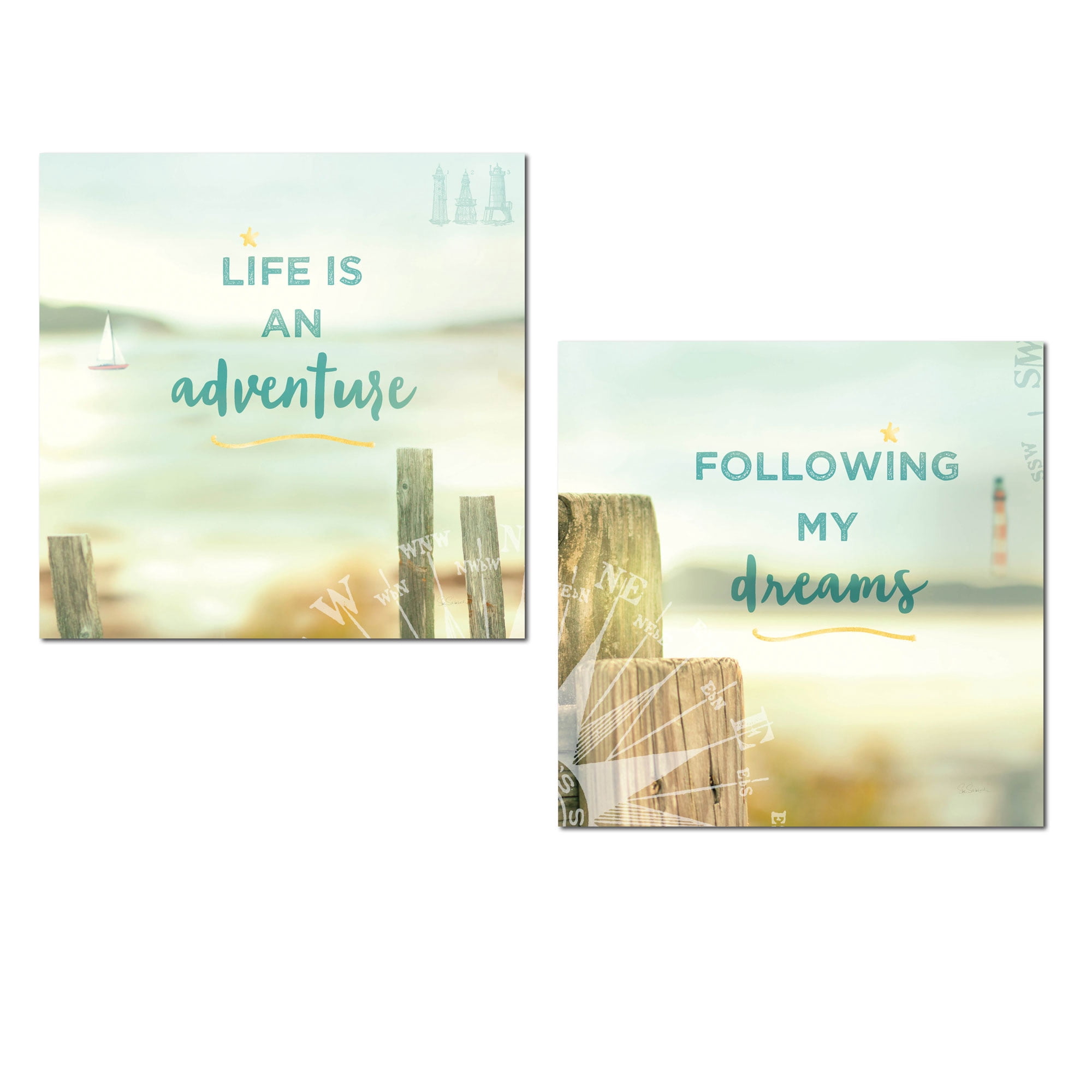 Inspirational Coastal Blue and Tan "Life Is An Adventure" Adult/Teen ...