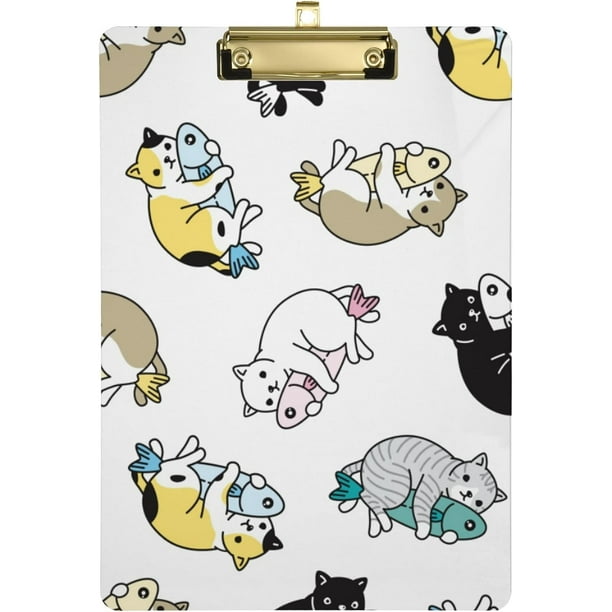 RYLABLUE Cat Hug Fish Clipboard Hardboard Wood Nursing Clip Board and ...