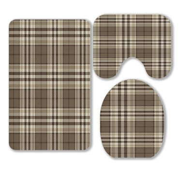 ABPHQTO White Buffalo Plaid 3 Piece Bathroom Rugs Set Bath Rug Contour ...
