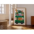 Affixzi Animal Illustration Print, Safari Animals on Green Bus Scene ...