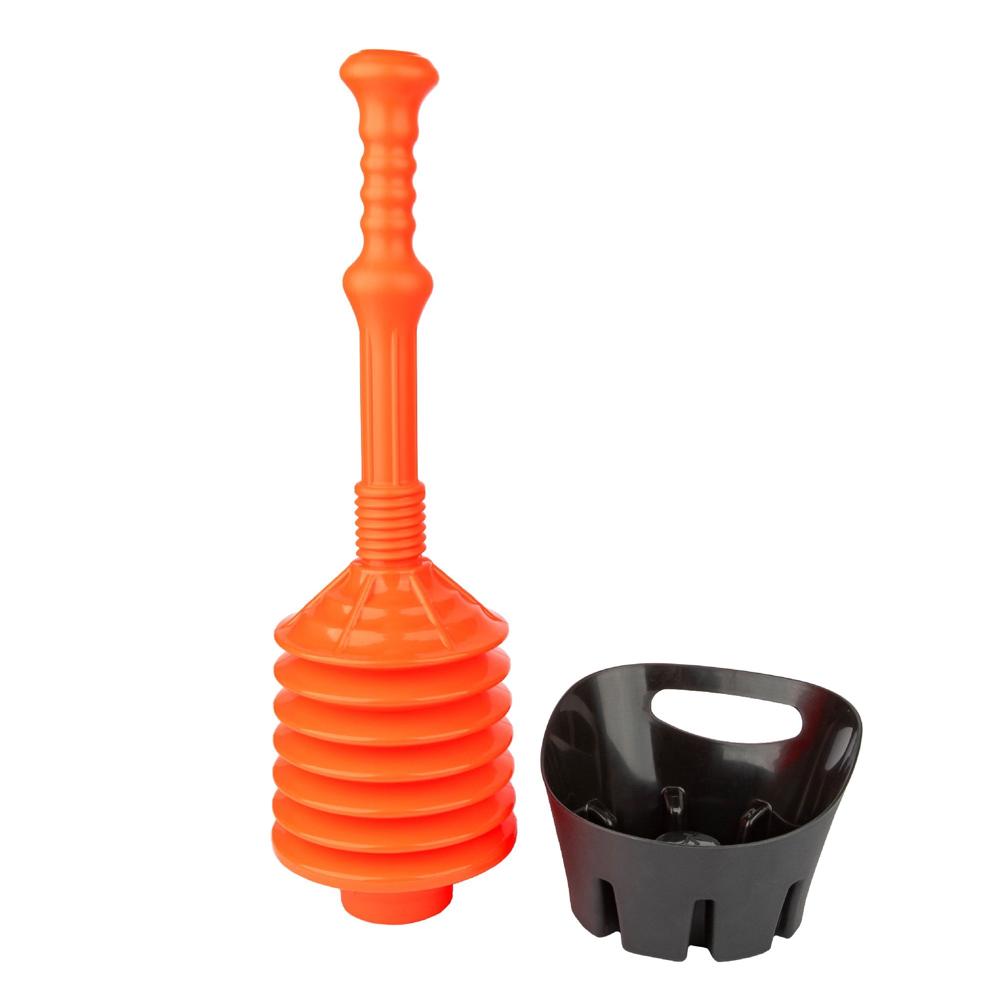 Antimicrobial Orange Bellows Accordion Toilet Plunger with Black ...