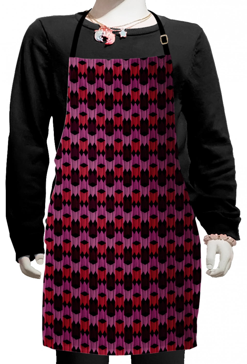 Ikat Kids Apron, Abstract Tile Design with Scribbled Geometric Shapes ...