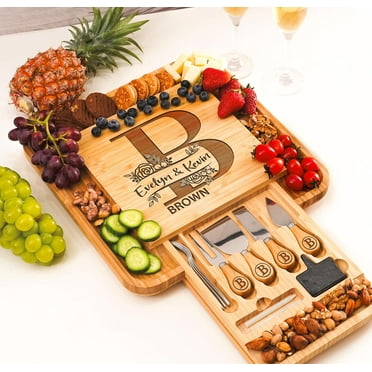 Large Bamboo Cheese Board Set, Charcuterie Boards Gift Set, House ...