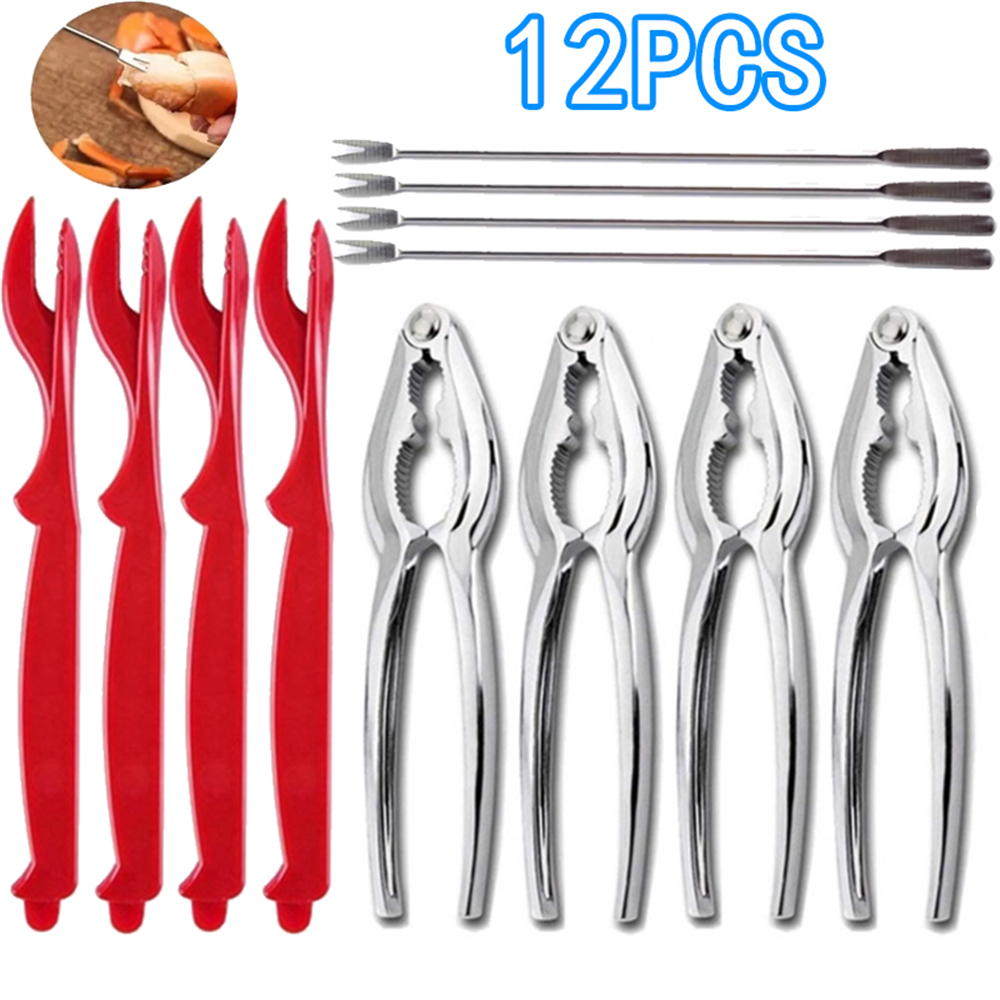 12Pcs Seafood Tools Crab Crackers Nut Cracker Forks Set Opener ...