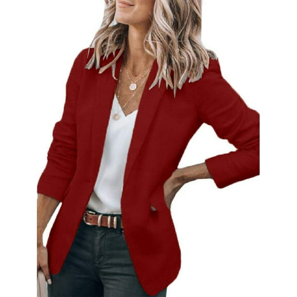 Cindysus Womens Blazer Jackets Open Front Cardigan Long Sleeve Jacket ...
