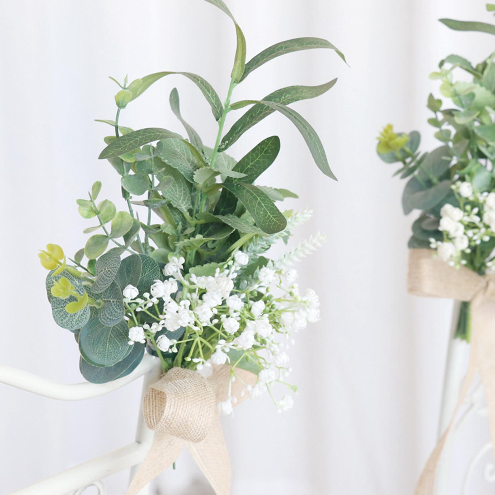 Chair Back Flower Wedding Chair Decorations with Leaves and Ribbons ...