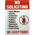 7x10 White Aluminum No Soliciting No Exceptions Sign - Metal, Durable ...