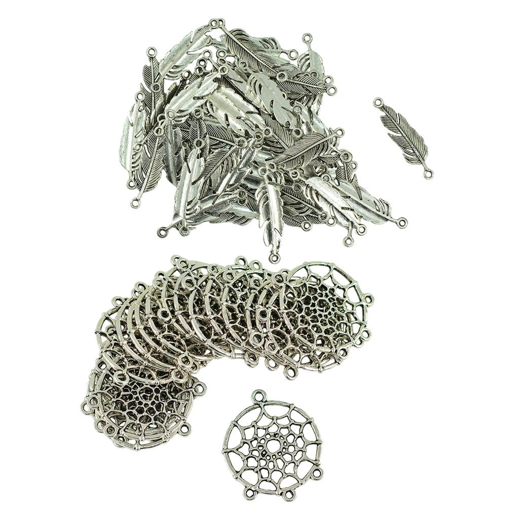 120 Piezas de Colgantes de Plumas de Plata Antigua Theme Charm ...