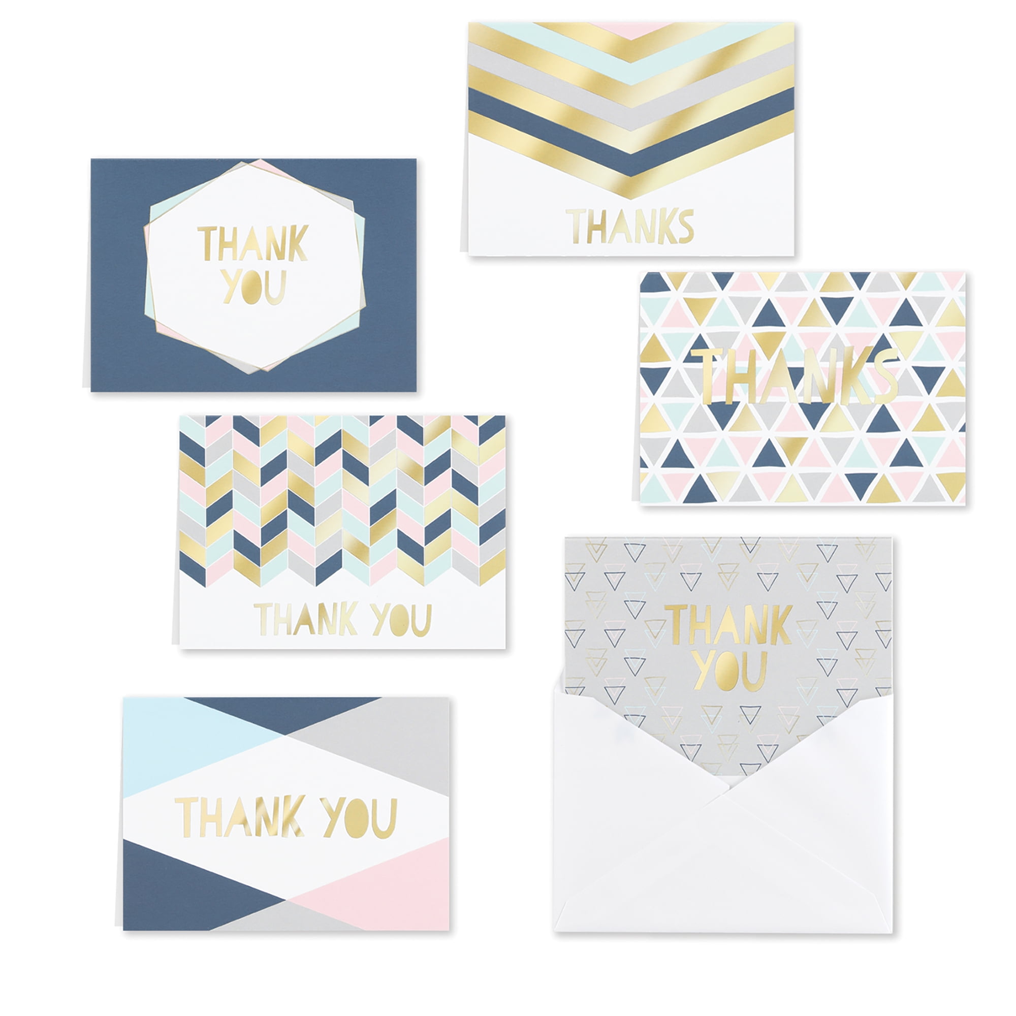 Geo Shapes Thank You Note Card Assortment - set of 36 - Walmart.com