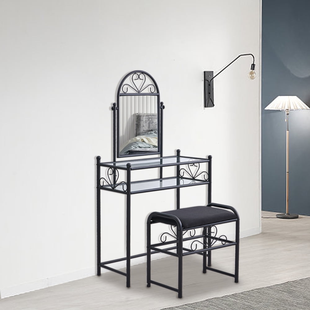 Stop Now Pattern Iron Dressing Table, Vanity Set with Back Dressing ...