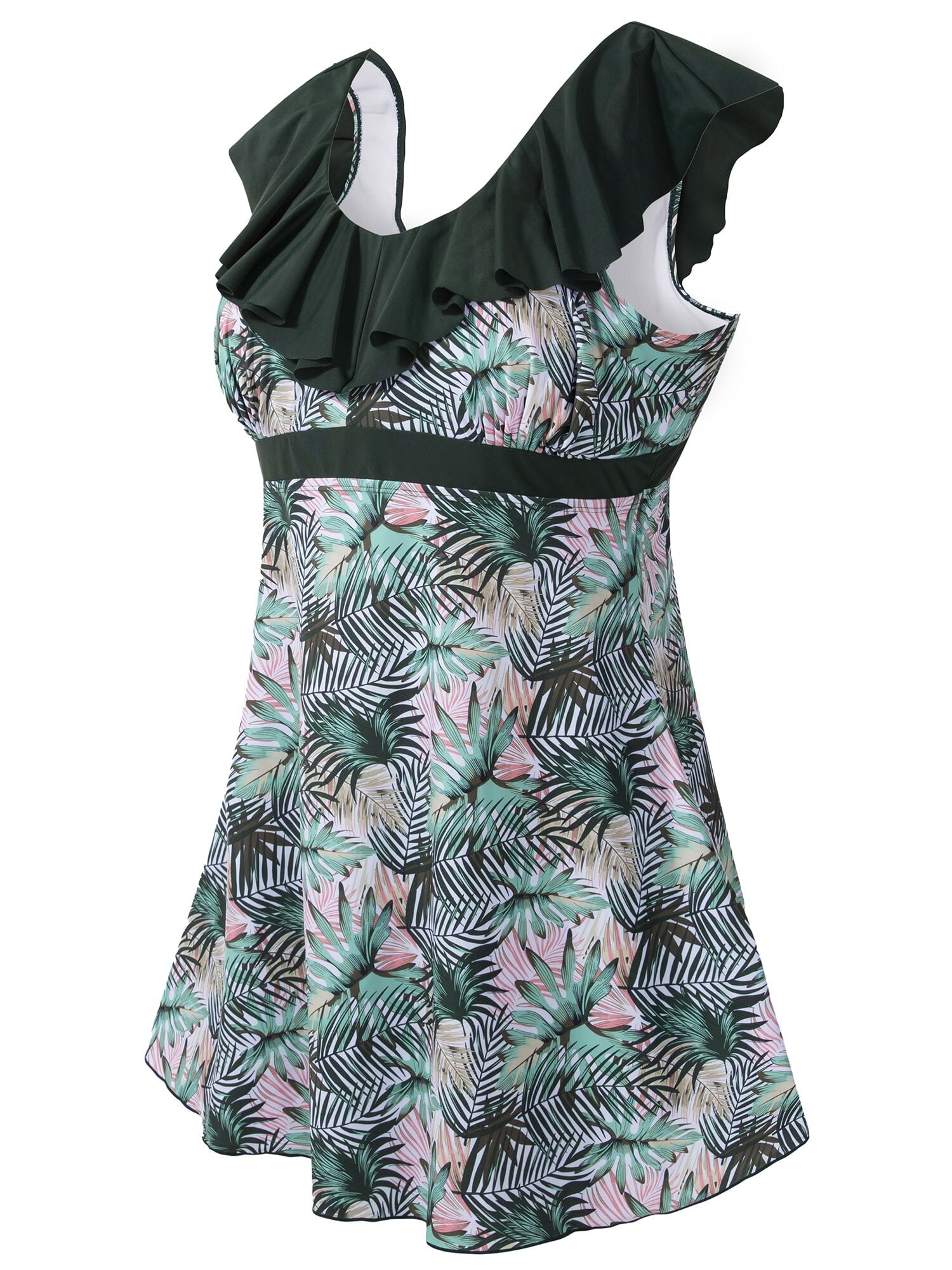 Wantdo Women's Plus Size Swimdress V Neck Swim Dress Bathing Suits ...