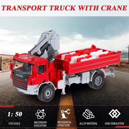 Amdohai 1/50 Scale Model Car Transport Truck with Crane 12pcs Traffic ...