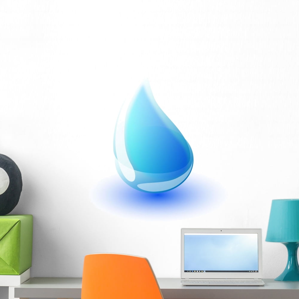 Blue Water Drop Illustration Wall Mural Decal by Wallmonkeys Vinyl Peel ...
