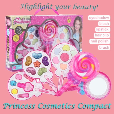 Kids Make Up Toy Set Pretend Play Princess Pink Makeup Beauty Safety ...