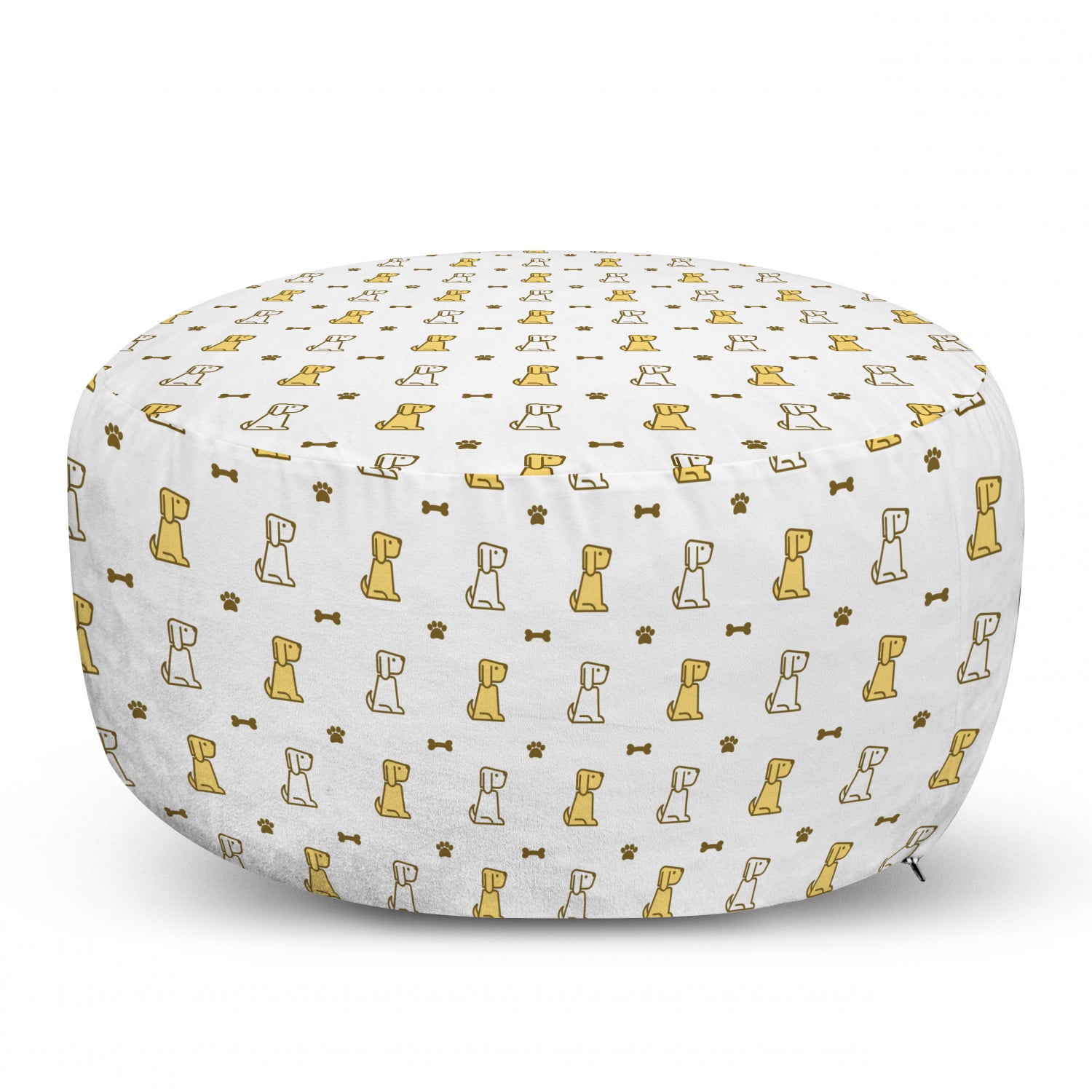 Paw Print Pouf Cover with Zipper, Pets Themed Pattern of Continuous ...
